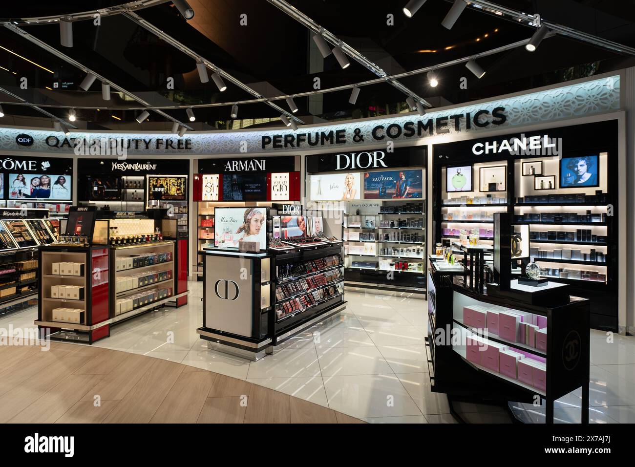 DOHA, QATAR - OCTOBER 13, 2023: perfume and cosmetics products for sale ...