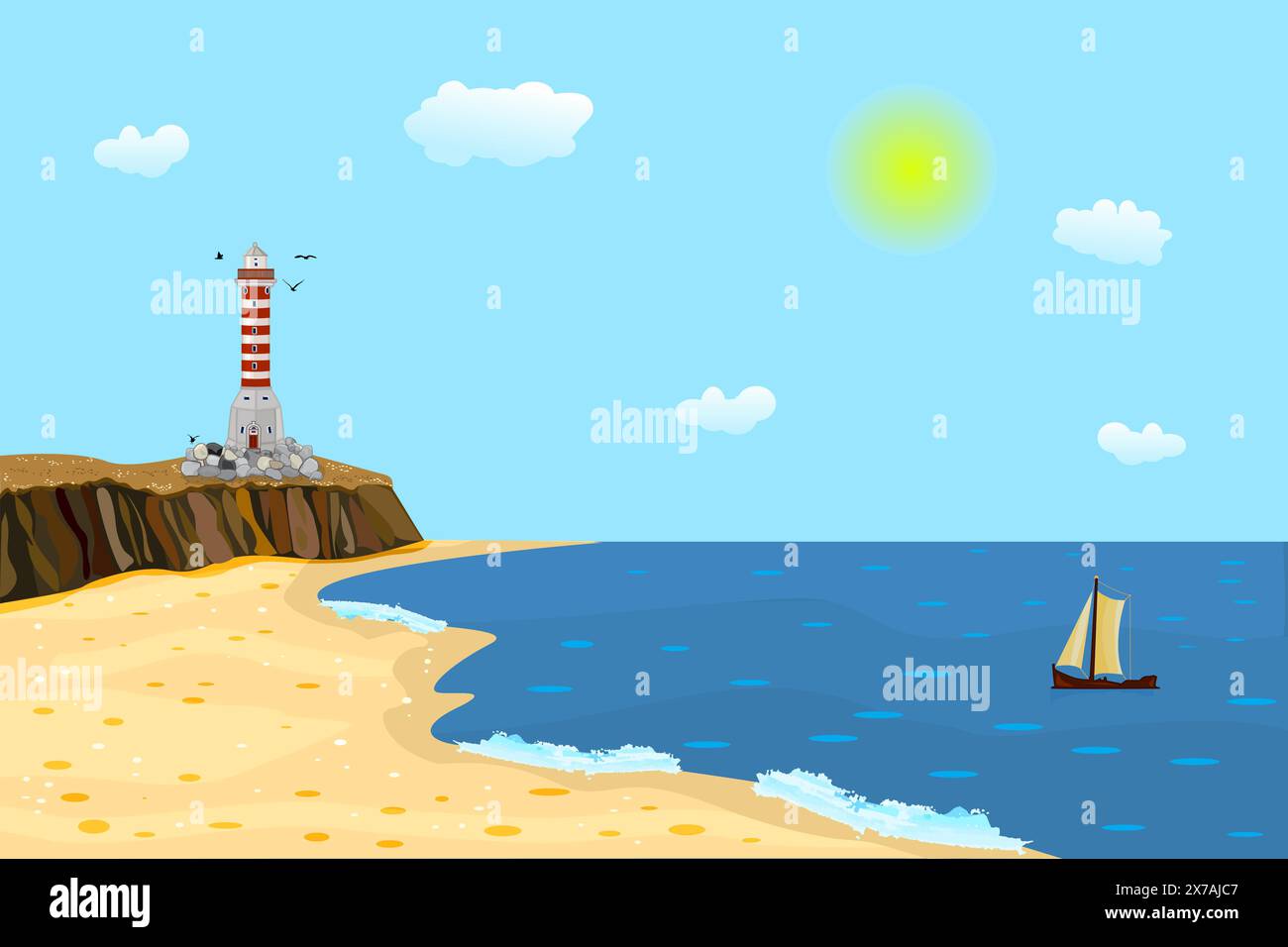 Lighthouse under sun cartoon hi-res stock photography and images - Alamy