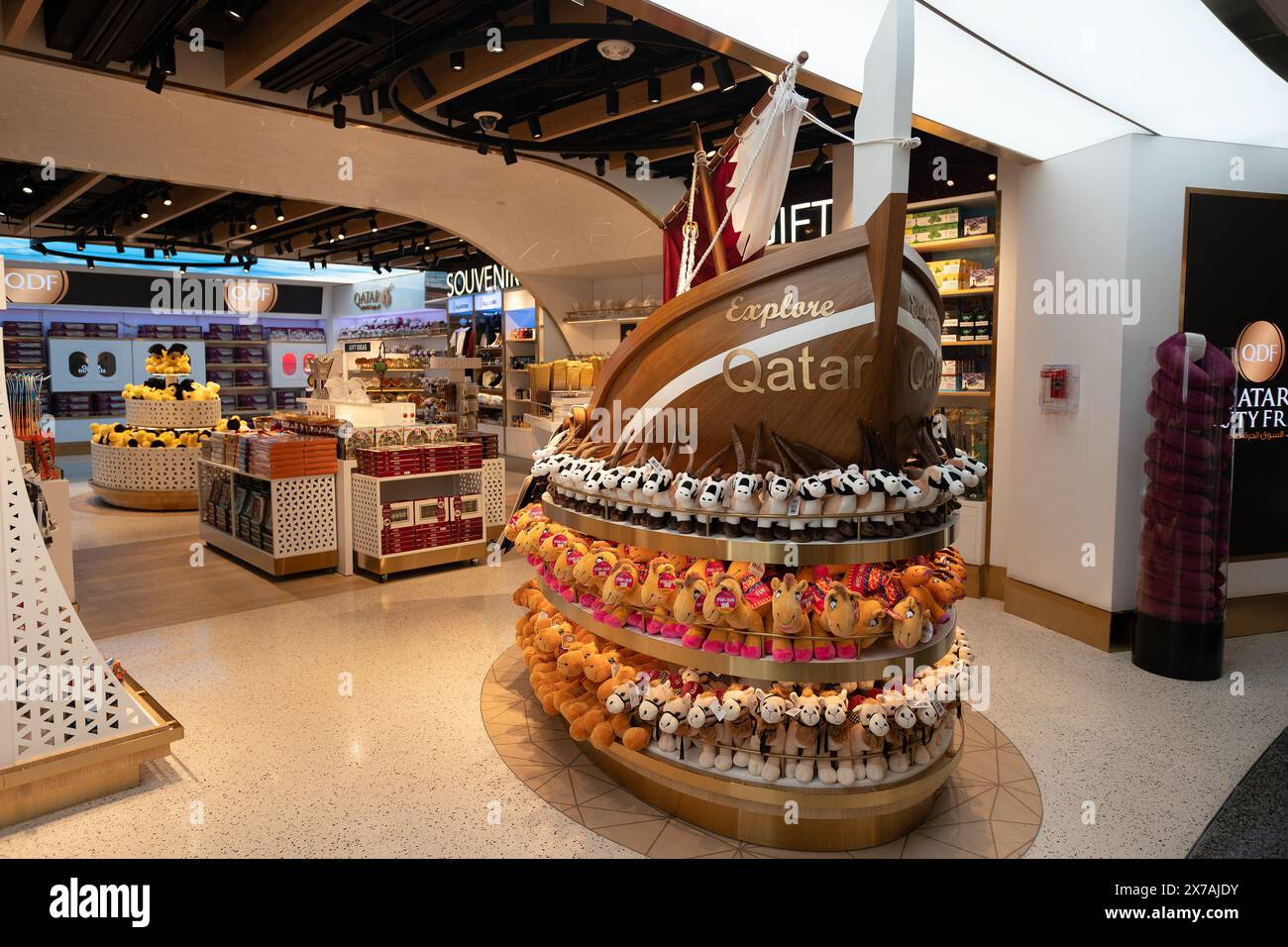 DOHA, QATAR - OCTOBER 13, 2023: goods for sale inside a store at Hamad ...