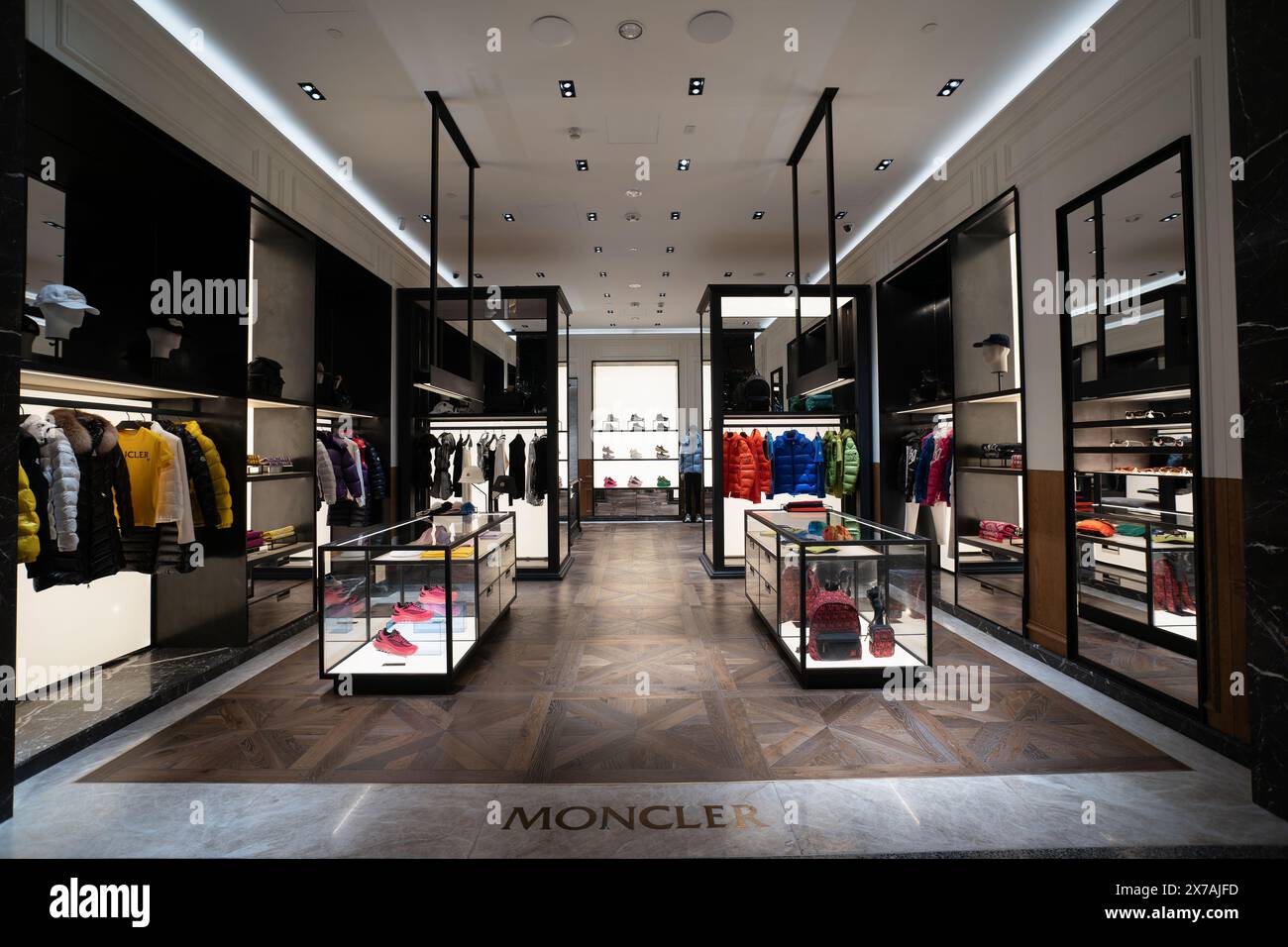 DOHA, QATAR - OCTOBER 13, 2023: interior shot of Moncler store in Hamad ...