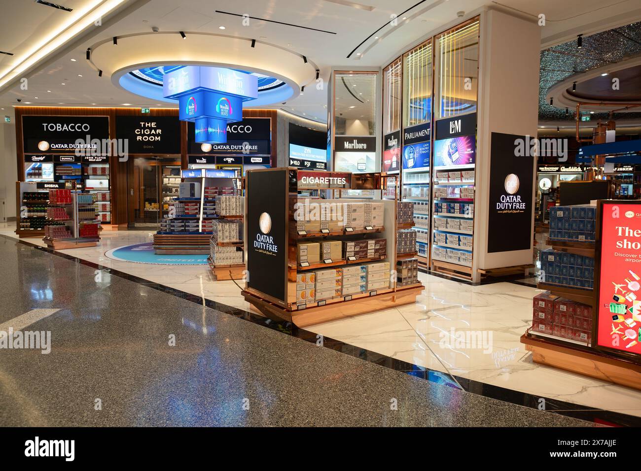 DOHA, QATAR - OCTOBER 13, 2023: goods for sale at Hamad International ...
