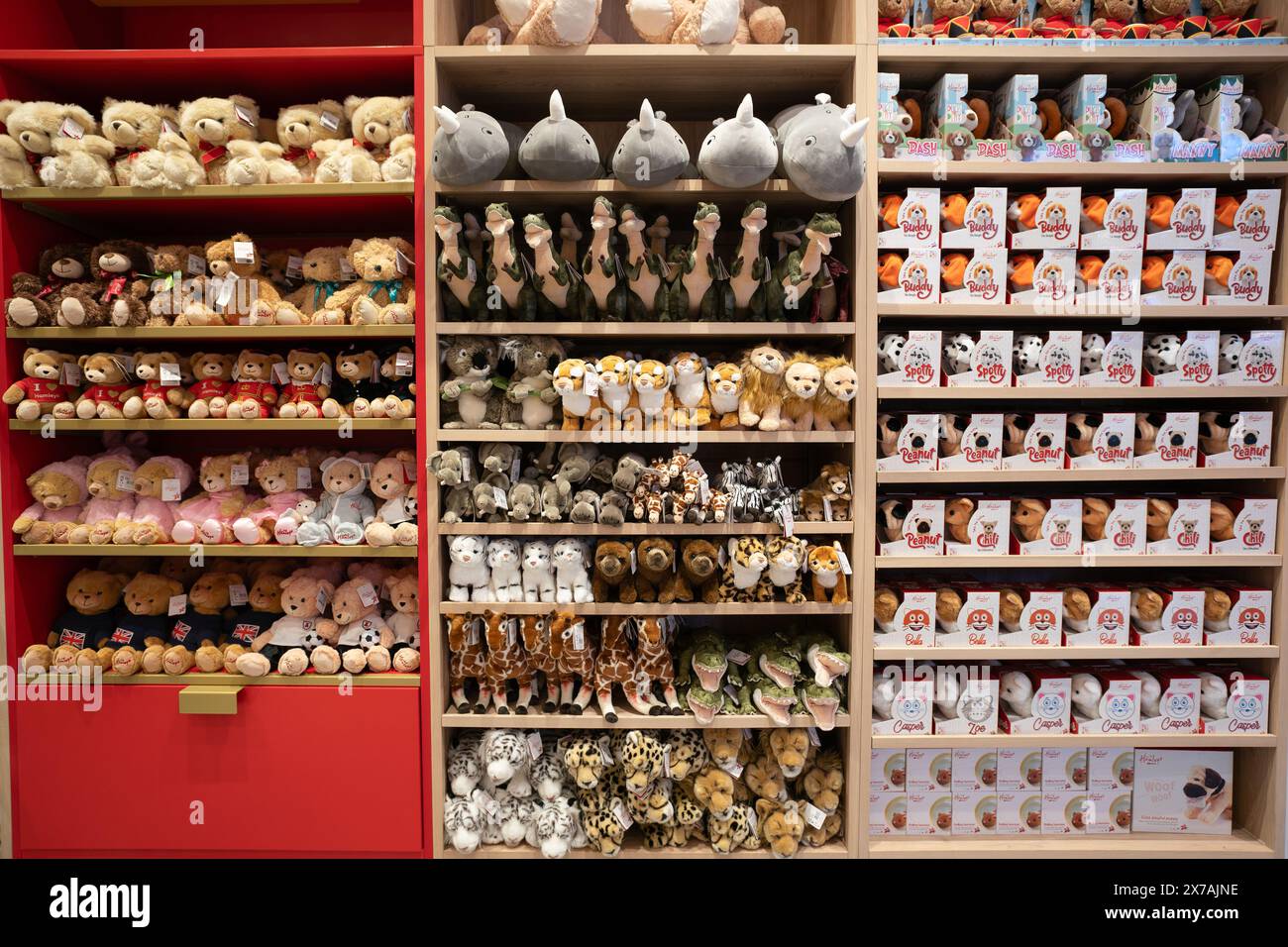 DOHA, QATAR - OCTOBER 13, 2023: toys for sale inside Hamleys store in Hamad International ...