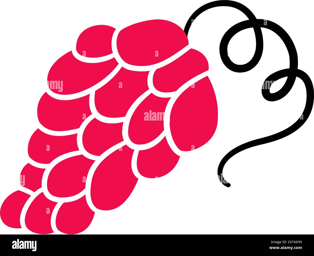 Bunch of grapes. Red wine grape berries. Hand drawn simple element ...