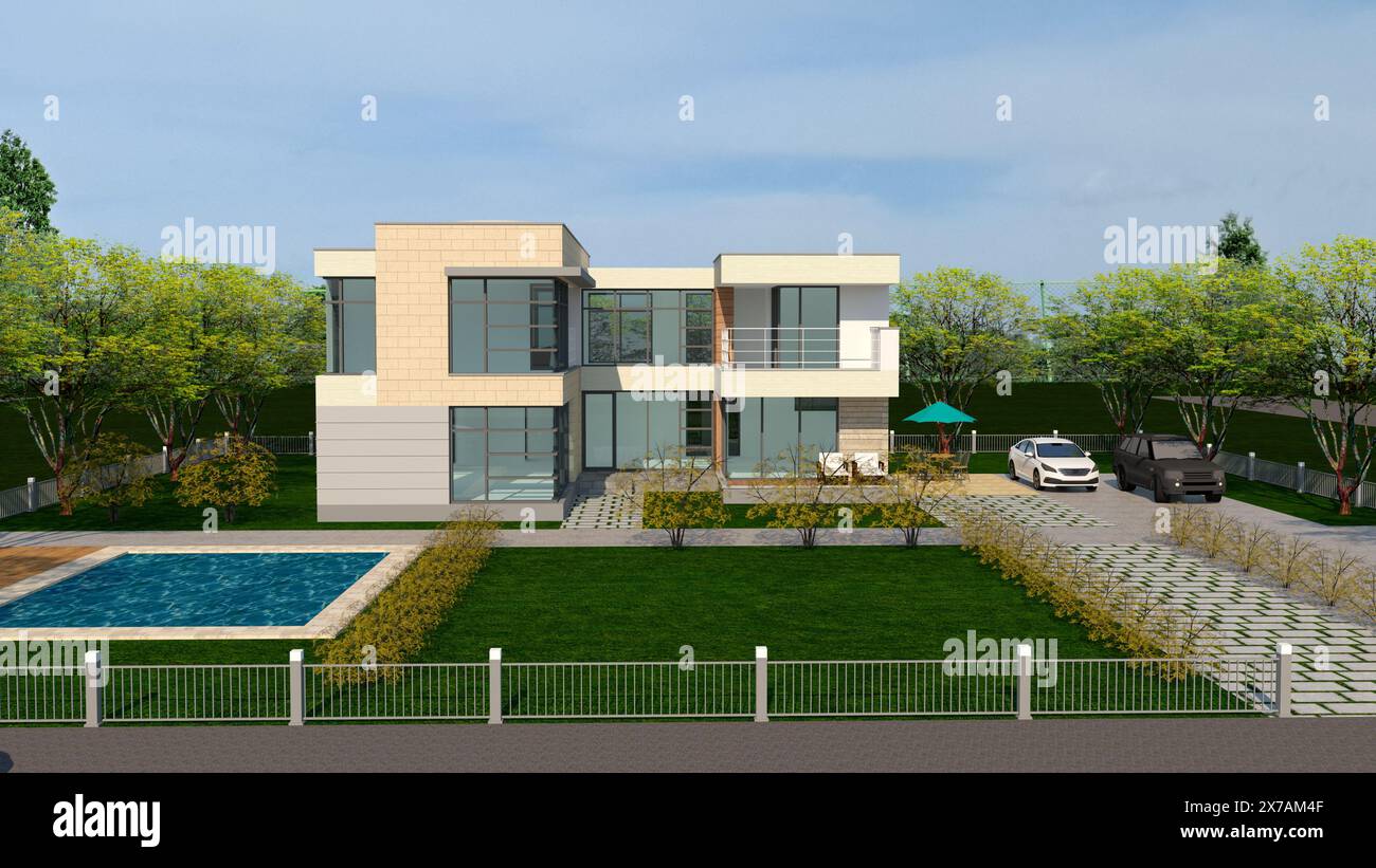 Garden exterior design perspective hi-res stock photography and images ...