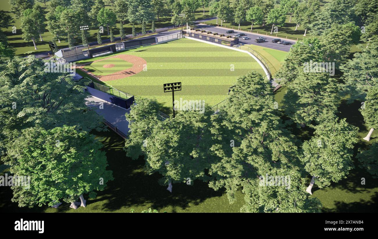 aerial view Ballpark or baseball field daylight with modern facility ...