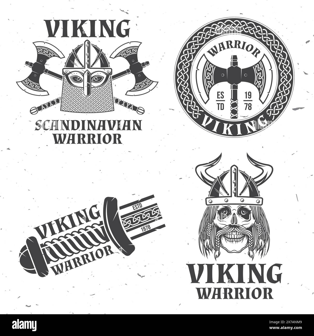 Set of viking warrior logos, badges, stickers. Vector illustration. For ...
