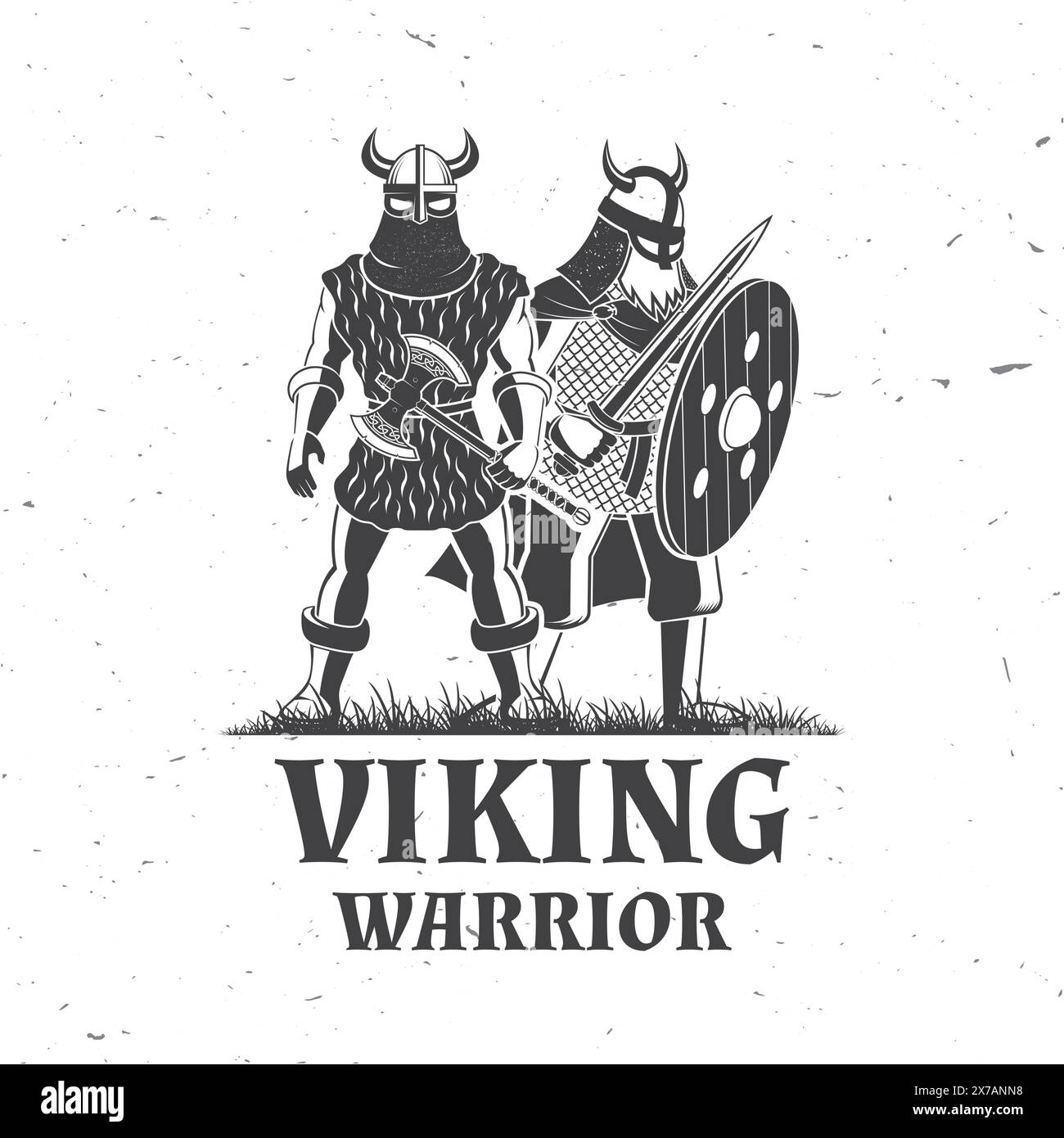Vikings warrior logo, badge, sticker. Vector illustration. For emblems, labels and patch ...