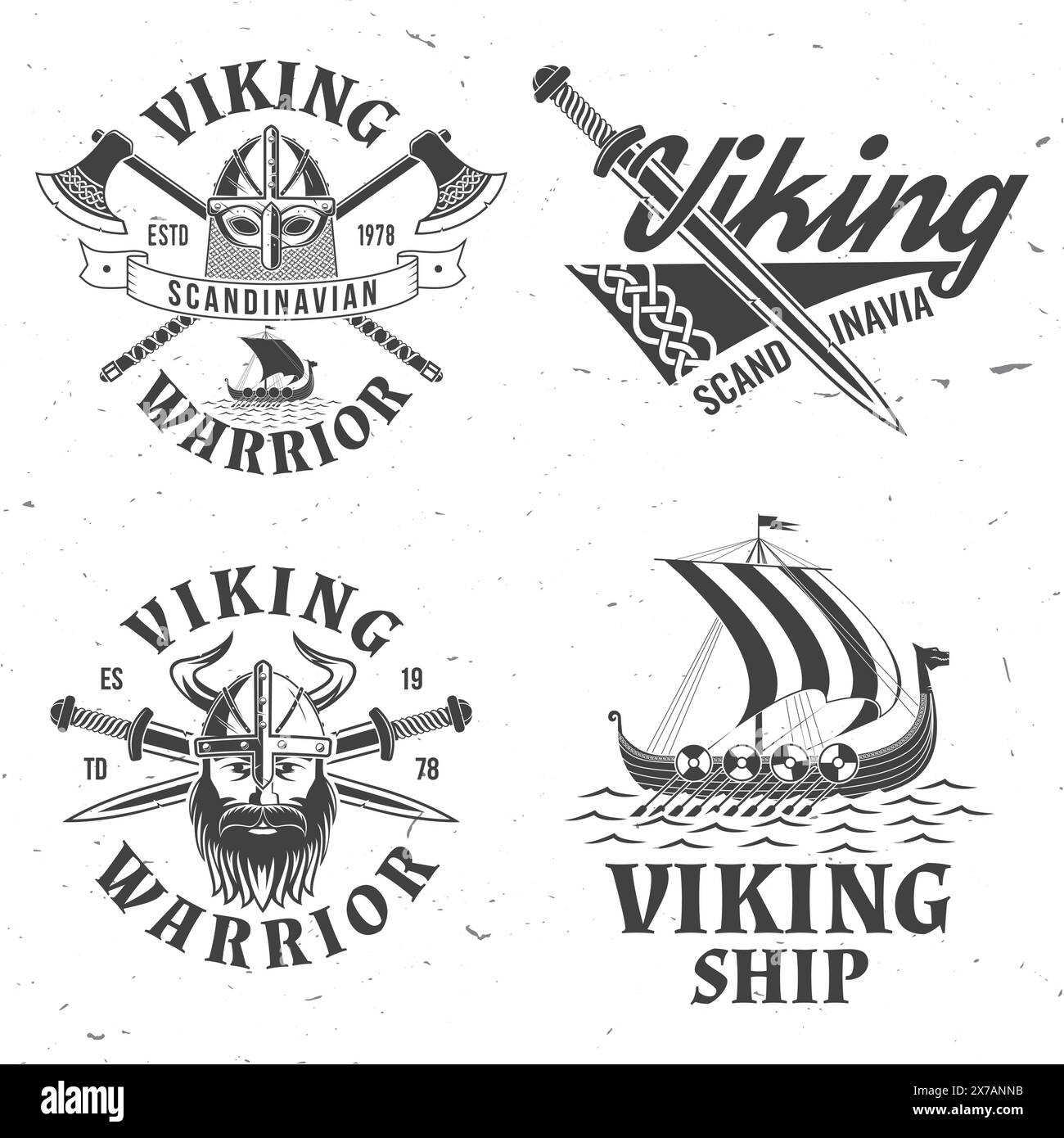 Set of viking warrior logos, badges, stickers. Vector illustration. For ...