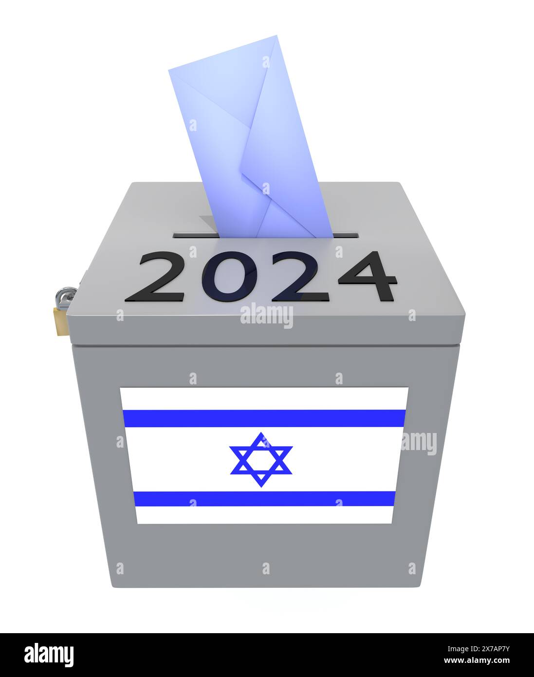 3D illustration of a ballot box and 2024 script on top, and Israeli ...
