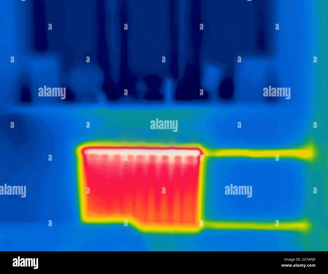 section heating battery. Image from thermal imager device Stock Photo ...