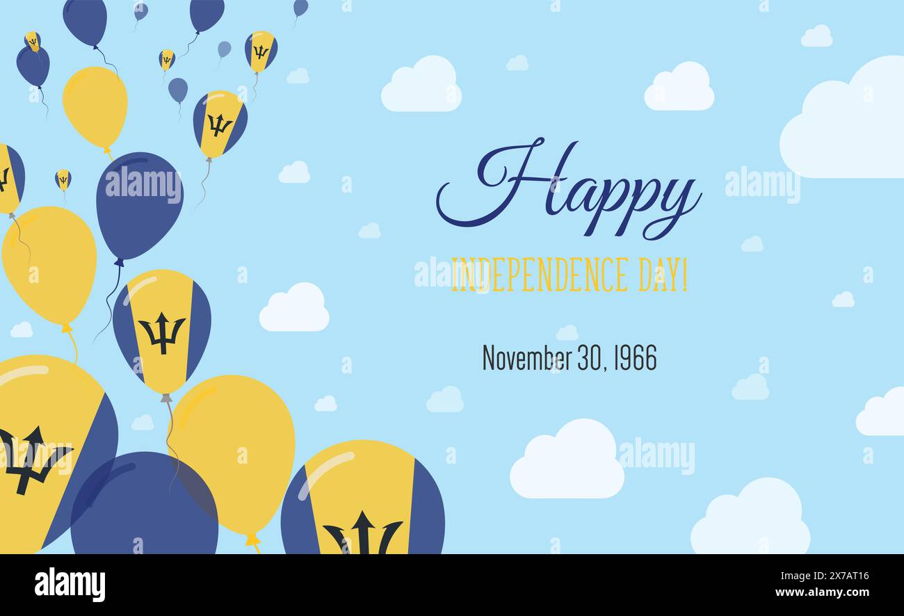 Barbados Independence Day Sparkling Patriotic Poster. Row of Balloons ...