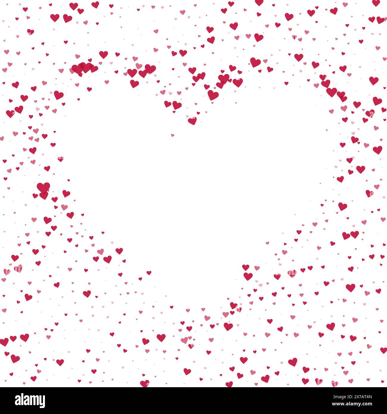 Flying hearts for valentine's day. Red hearts scattered on white ...