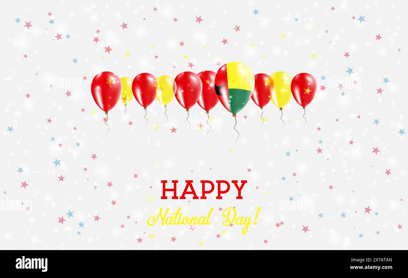 Guinea Independence Day Sparkling Patriotic Poster. Row of Balloons in ...