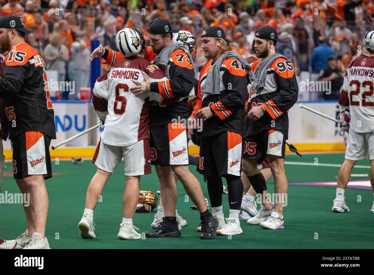 May 18th, 2024: Buffalo Bandits players shake hands after defeating the Albany Firewolves. The ...
