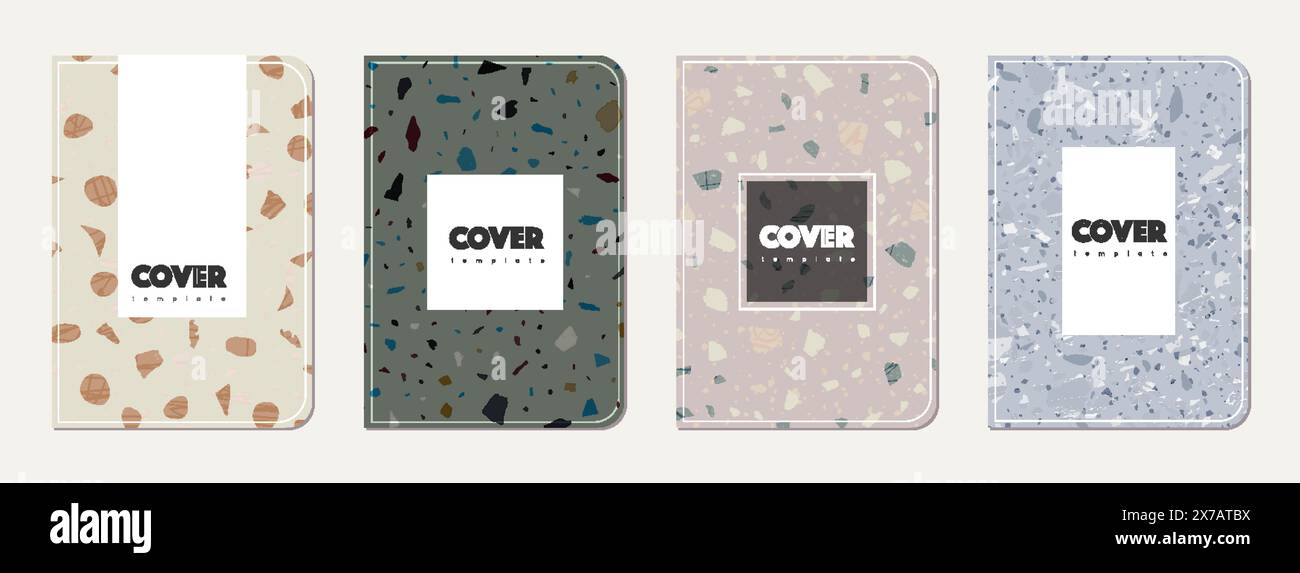 School diary cover design. Terrazzo abstract background made of natural ...