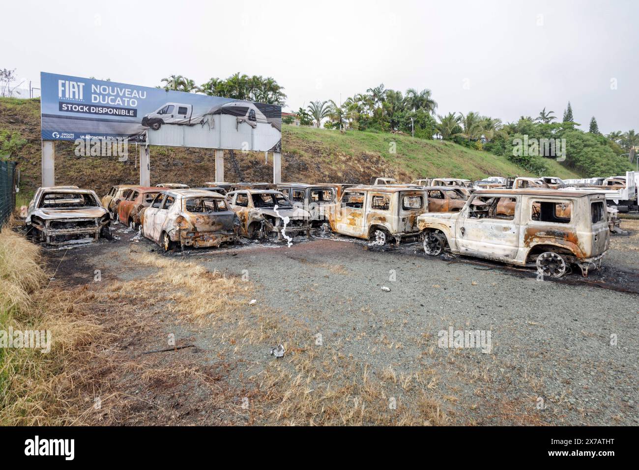 Aftermath of rioting at Belle-Vie roundabout in Noumea, New Caledonia ...