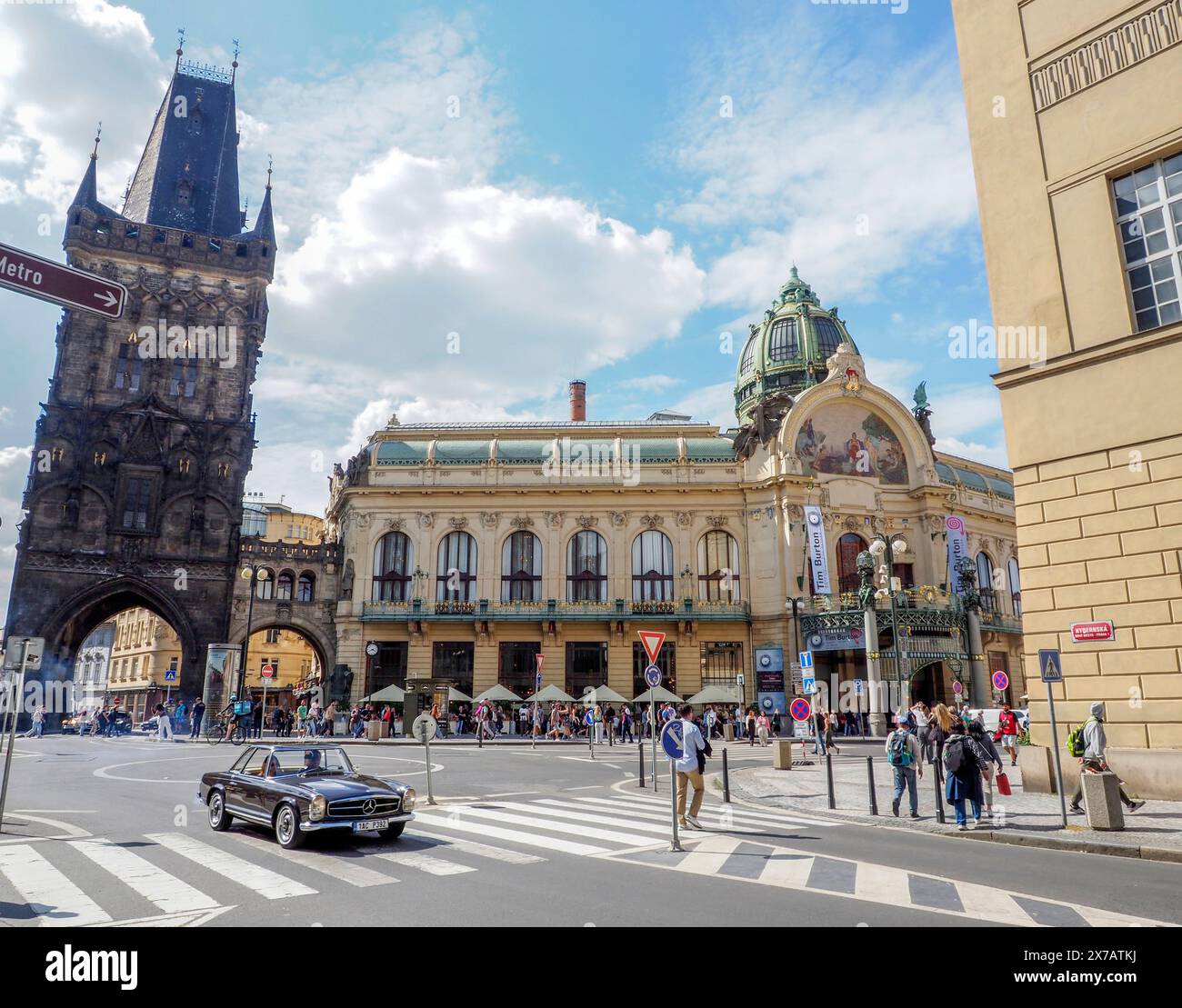 Prague, Czech Republic - May 10, 2024: Powder Tower, medieval gothic ...