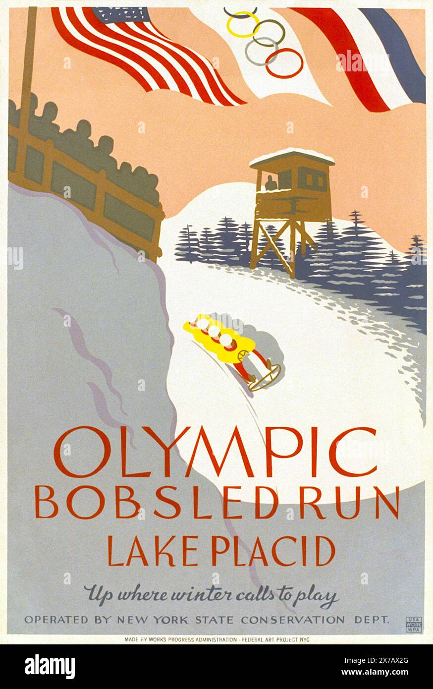 Olympic bobsled run, Lake Placid Up where winter calls to play." Poster ...