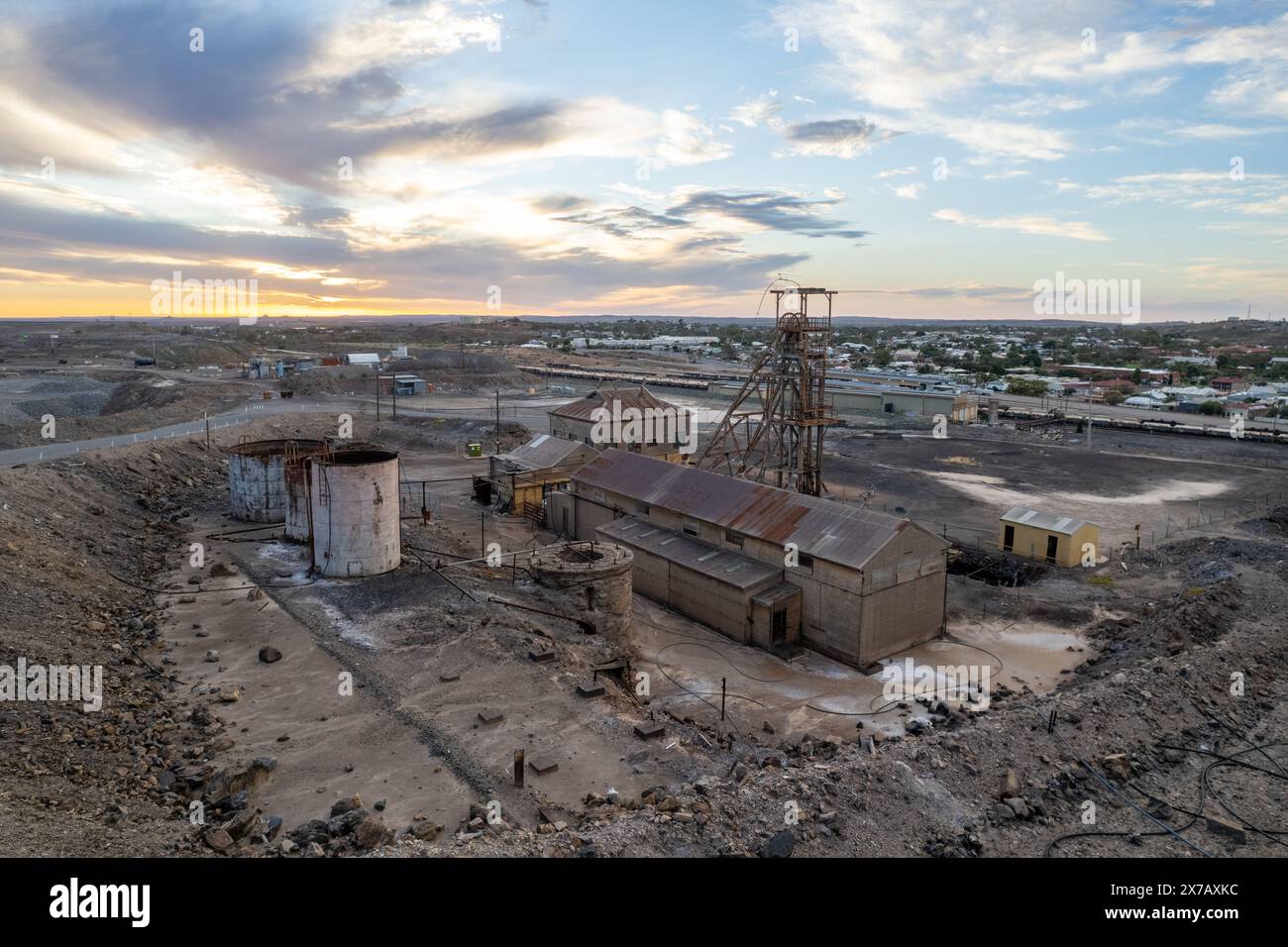 Disused abandoned mine shaft and buildings at Broken Hill's Line of ...
