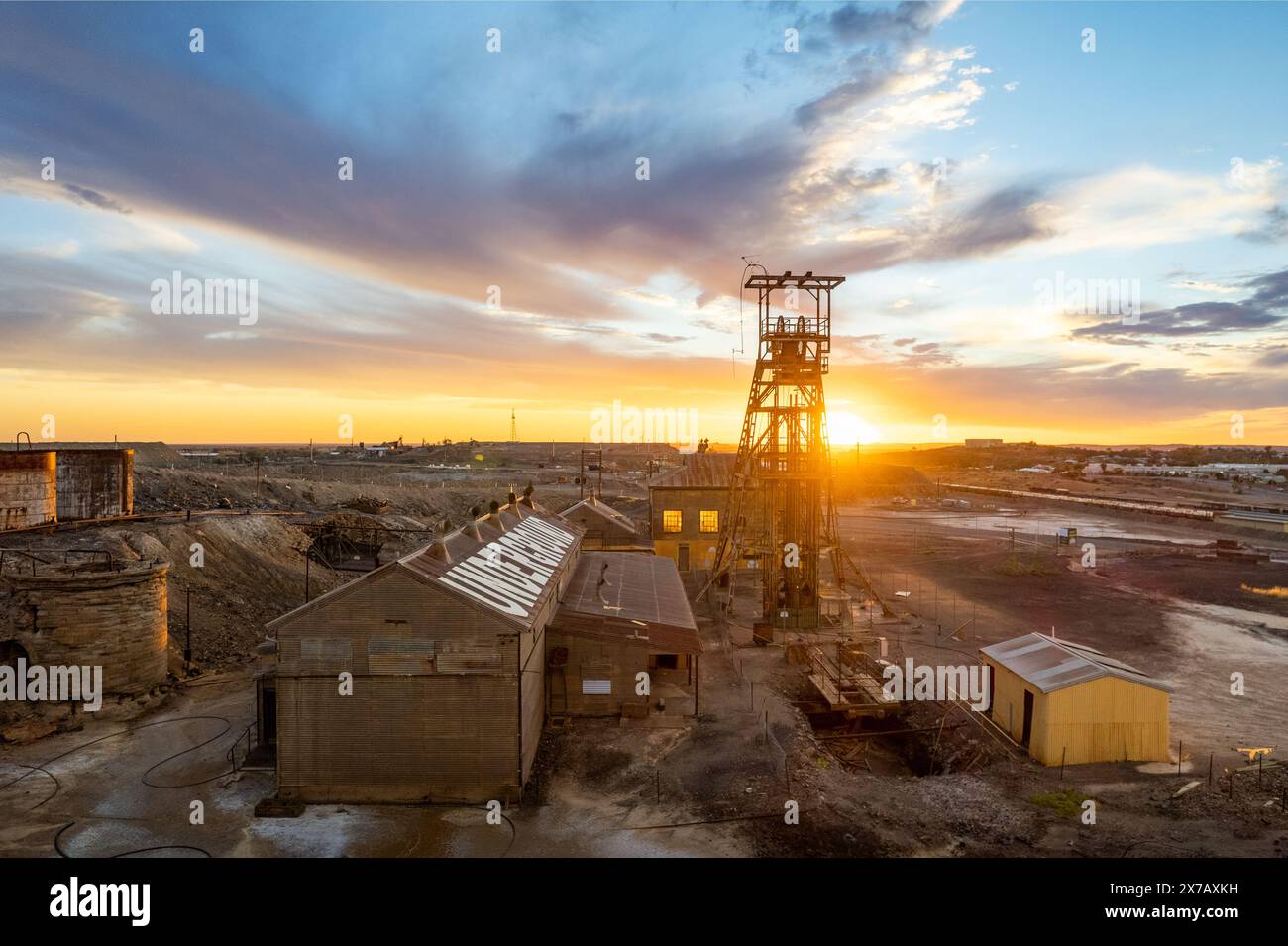 Disused abandoned mine shaft and buildings at Broken Hill's Line of ...