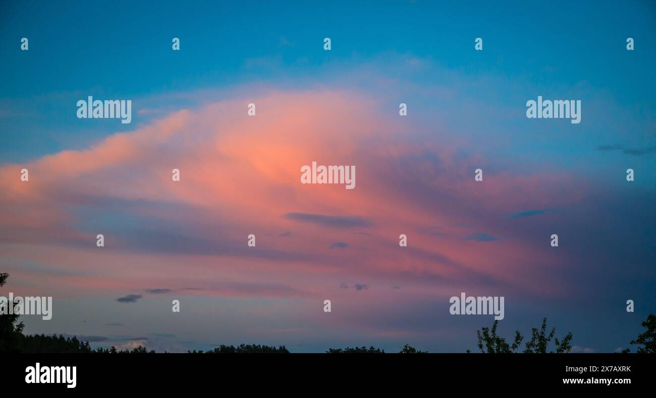 Orange clouds at nightfall, Waldviertel, Austria Stock Photo - Alamy