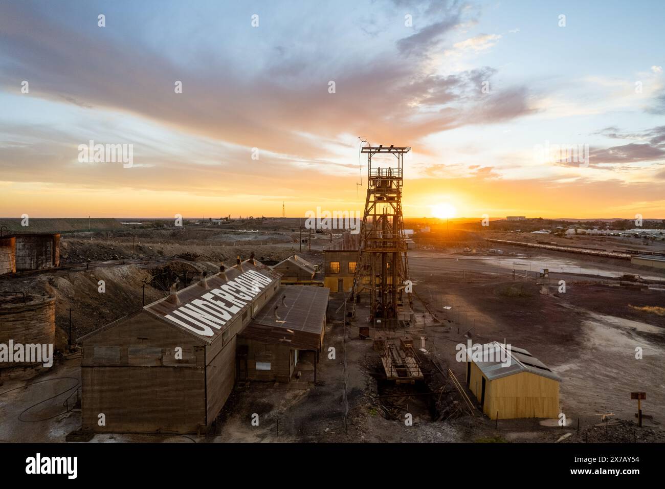 Disused abandoned mine shaft and buildings at Broken Hill's Line of ...