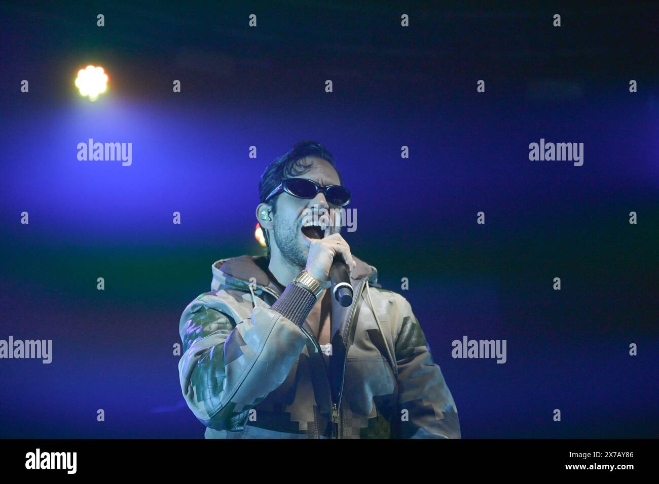 Milano, Italy. 18th May, 2024. Italian singer Mahmood is performing ...