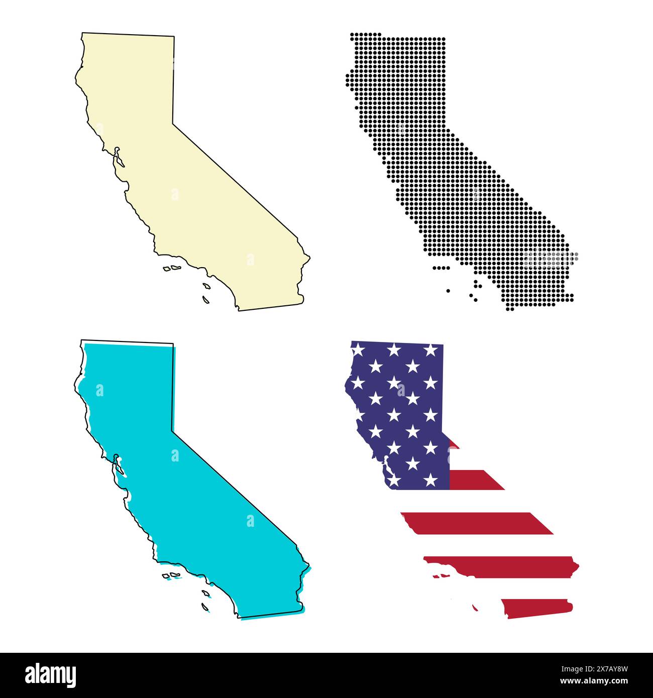 Set of California map, united states of america. Flat concept icon ...