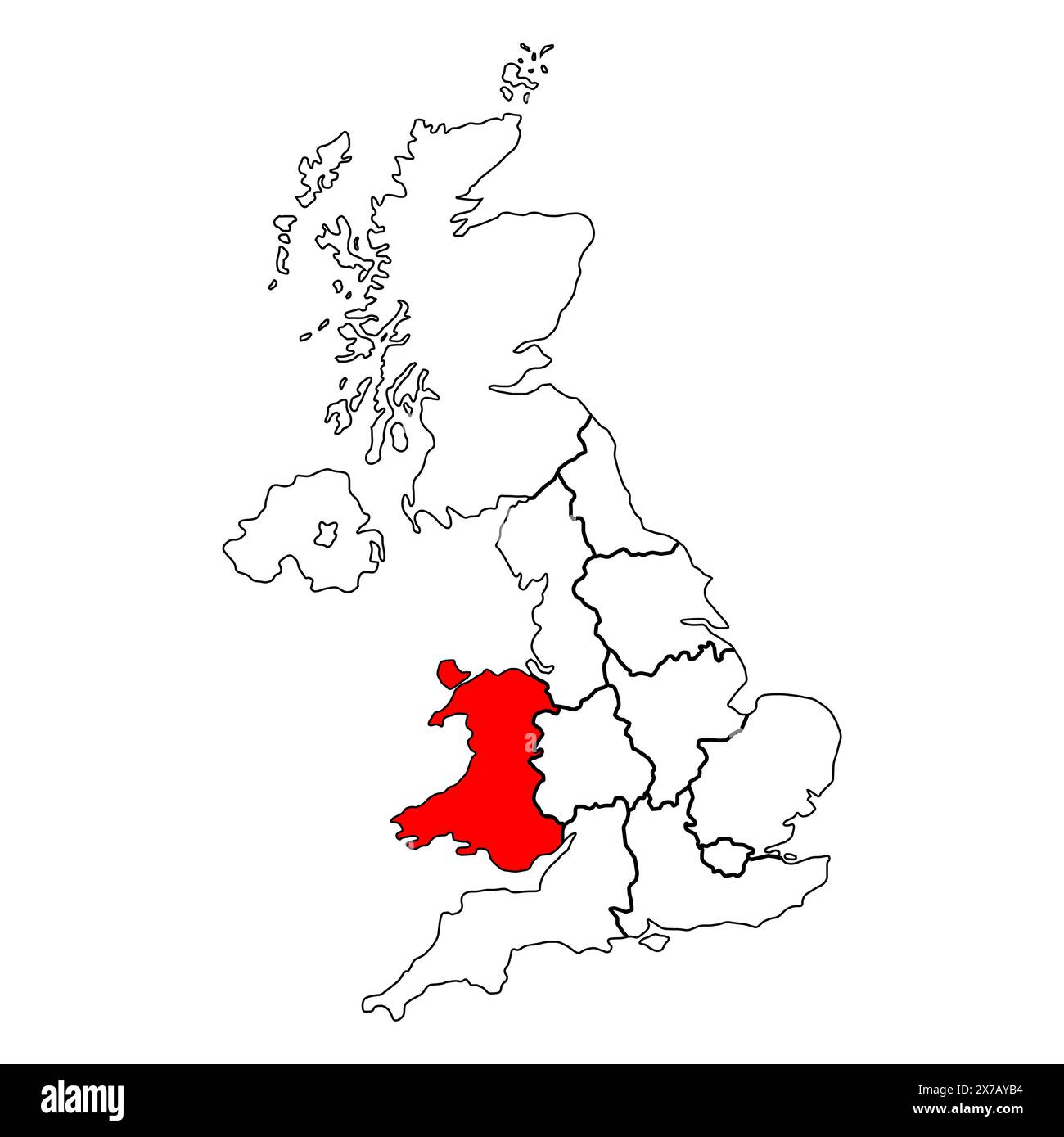 Wales of United Kingdom of Great Britain and Northern Ireland map ...