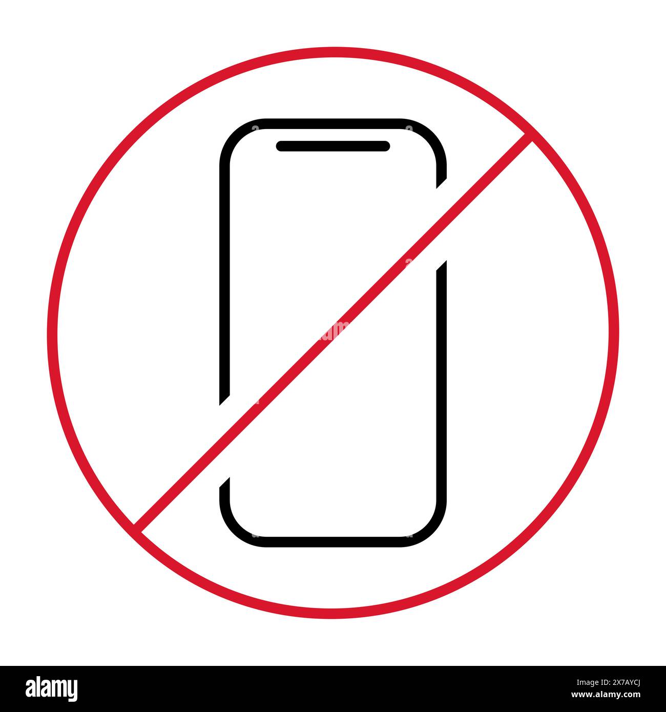 Mobile forbidden icon, no use phone sign, ban smartphone label vector ...