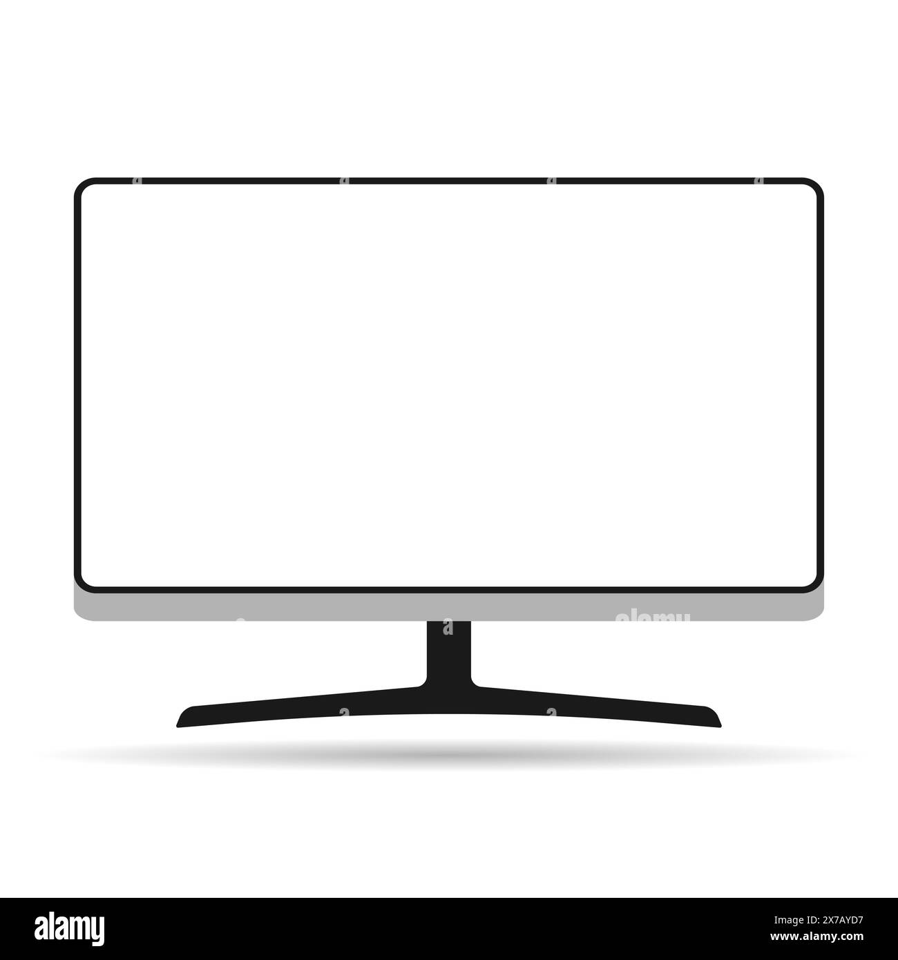 Thin pc monitor shadow icon, technology device equipment symbol, web ...