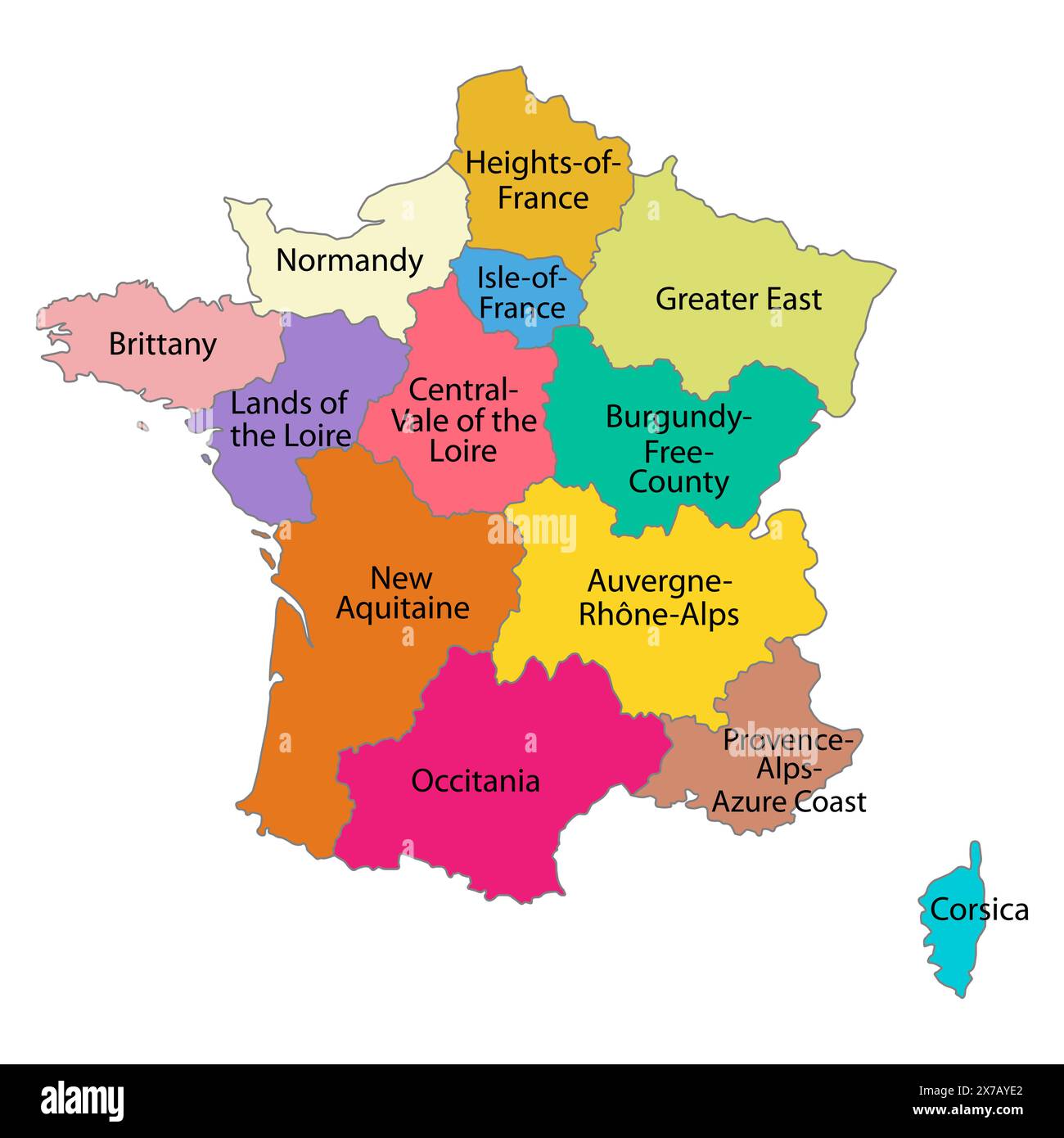 France regions map symbol shape, travel web flat concept icon symbol ...