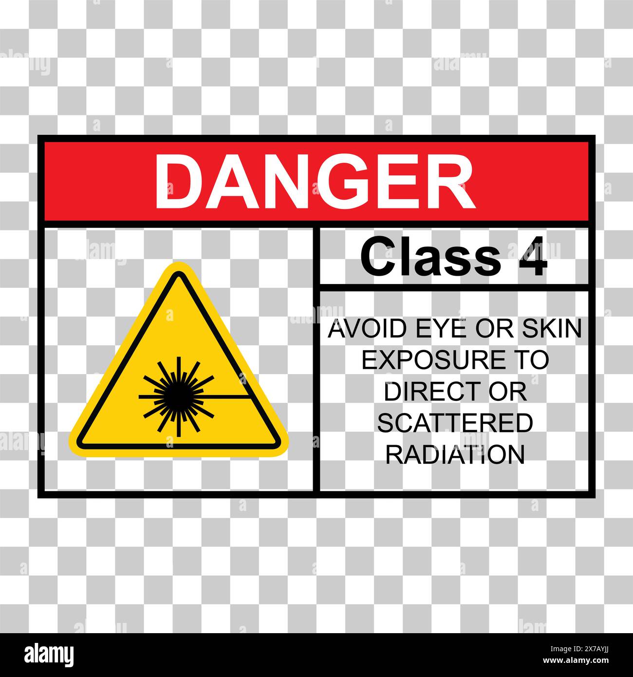 Laser radiation danger class 4 label icon, safety information symbol ...