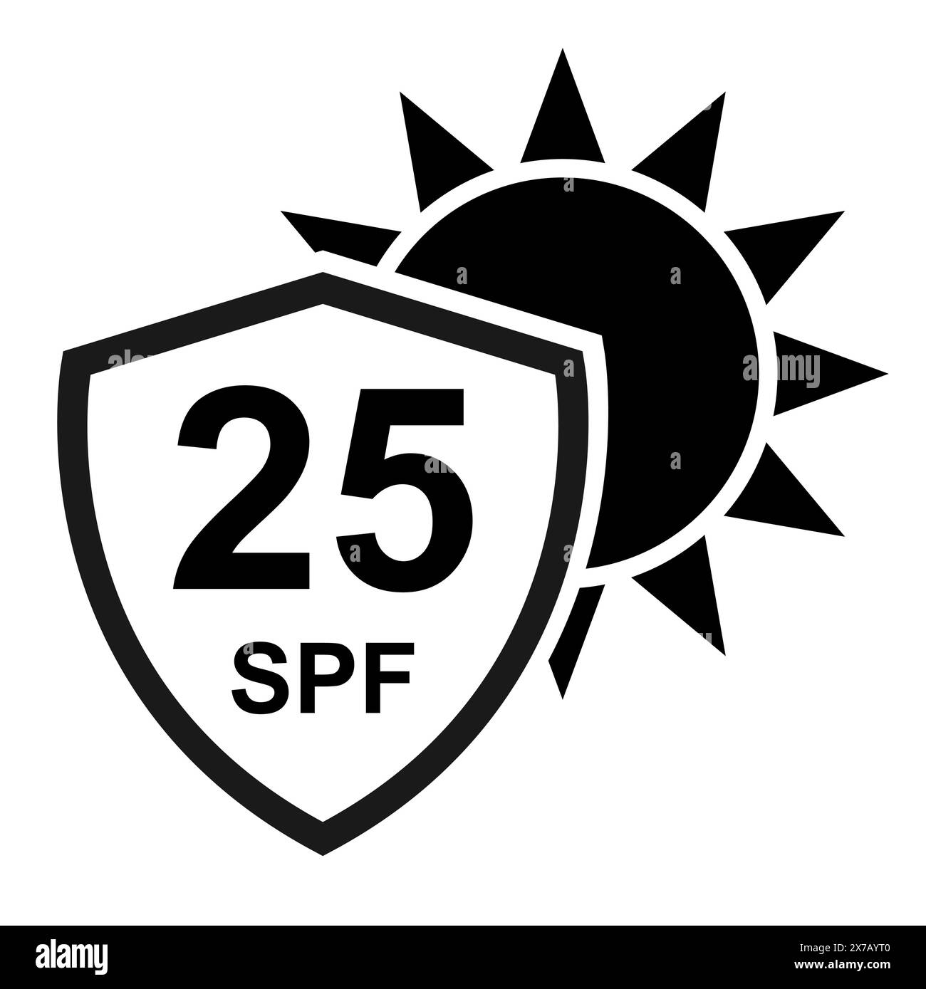 Sun protection factor 25 icon, uv radiation block symbol, sun protect ...