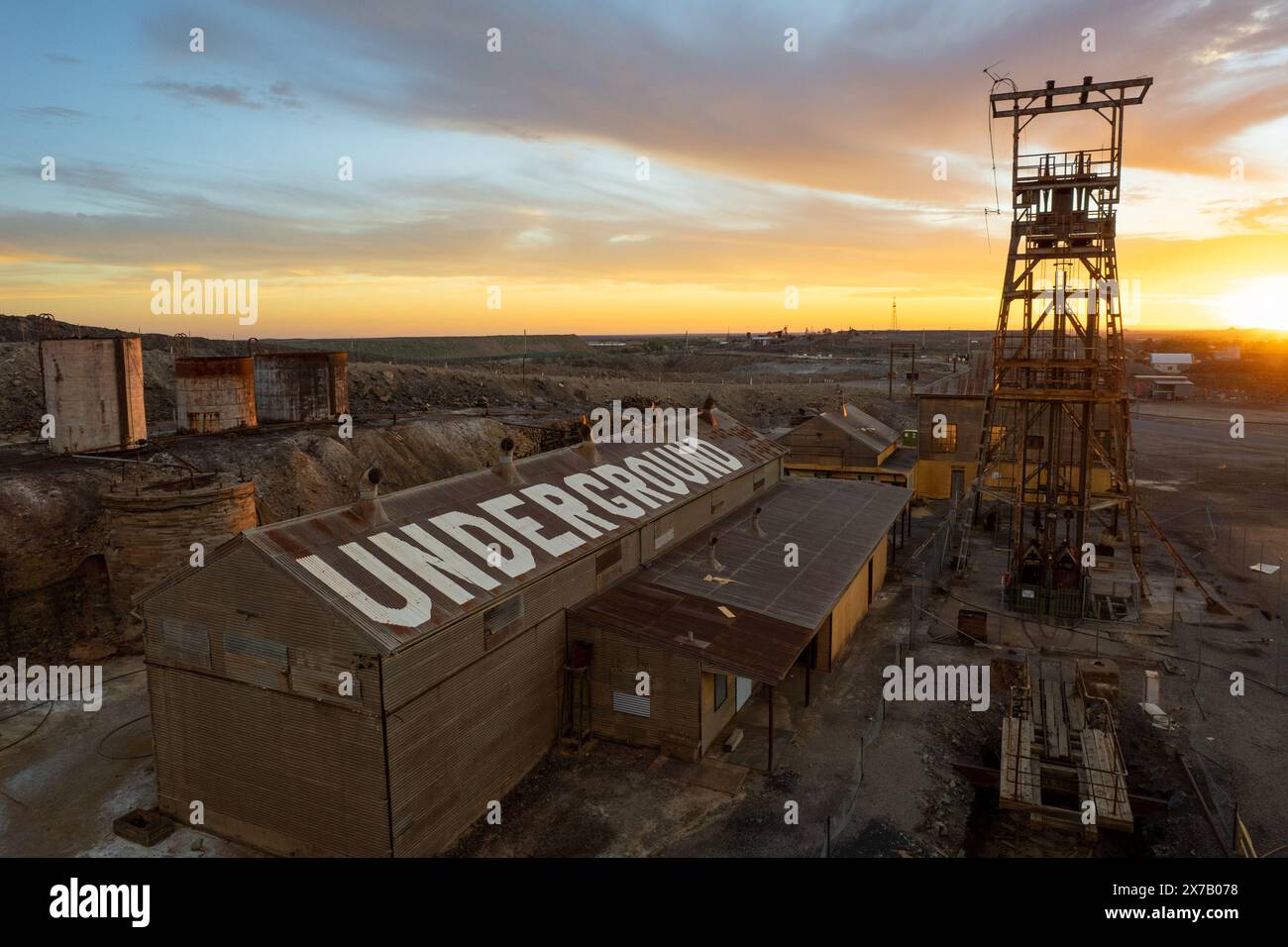 Disused abandoned mine shaft and buildings at Broken Hill's Line of ...