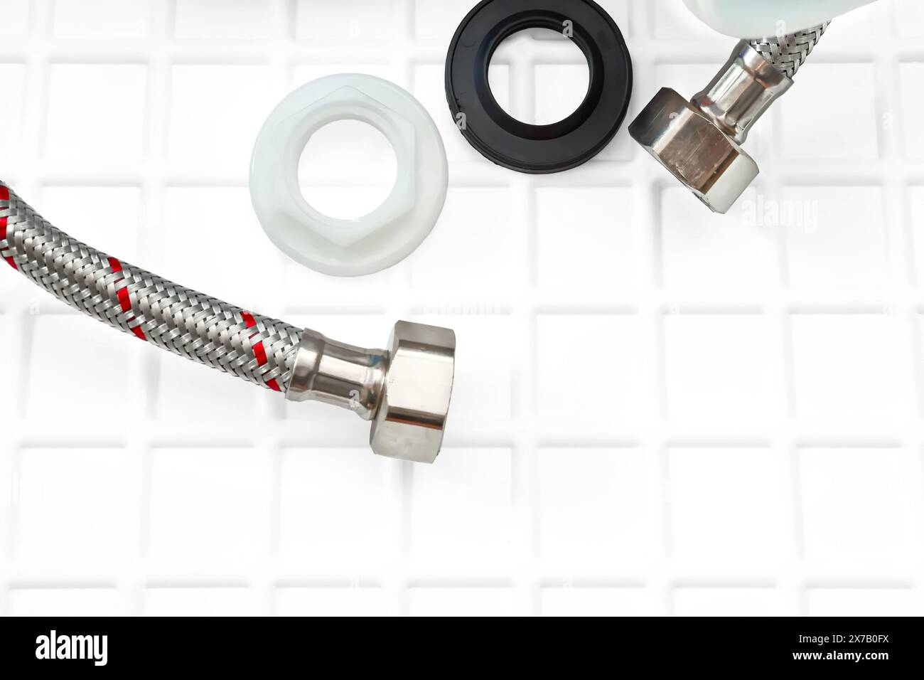 Plumbing. Flexible metal steel faucet hoses, flush mechanism, siphon ...