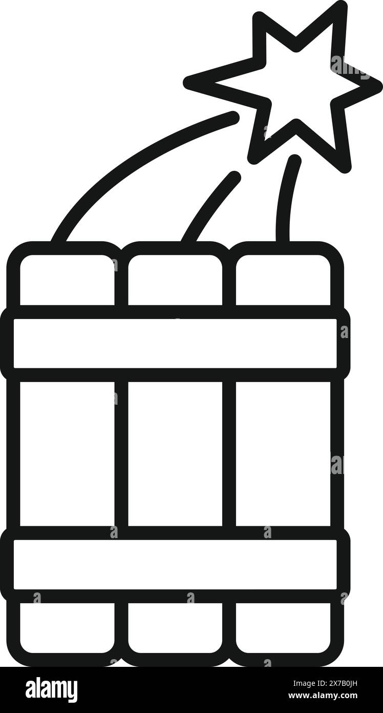 Black and white vector illustration of a classic dynamite stick with a ...