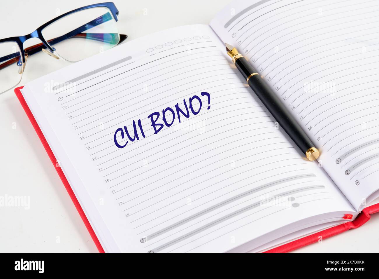 CUI BONO (to whose benefit) question the inscription in the notebook ...