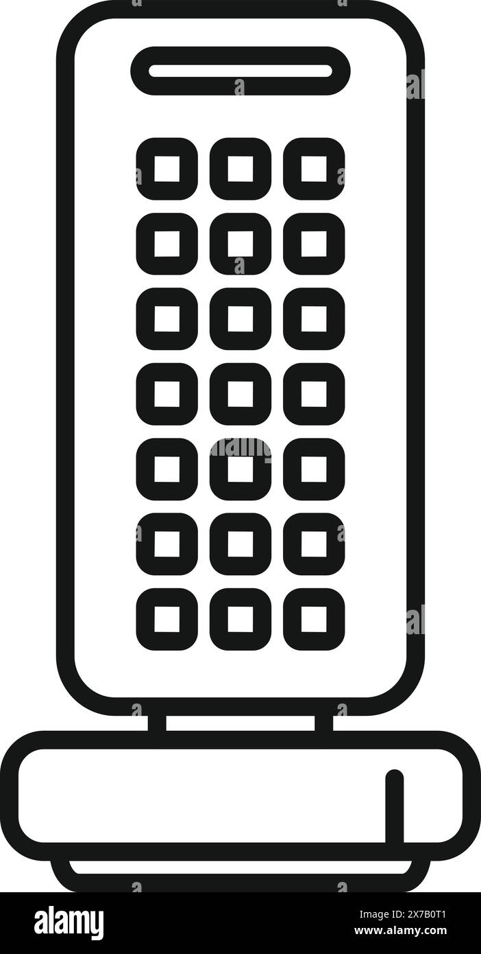 Simplistic line art icon of a modern landline phone used in office ...