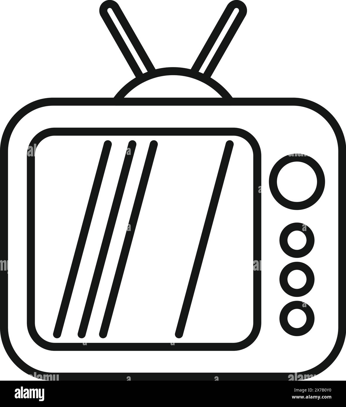 Classic vintage television line art icon with simple retro design and ...