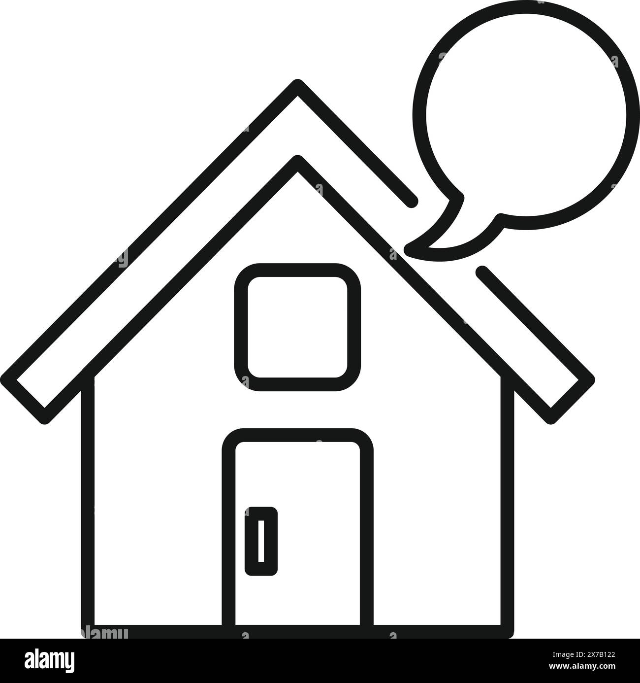 Simple line art illustration of a house with a speech bubble ...
