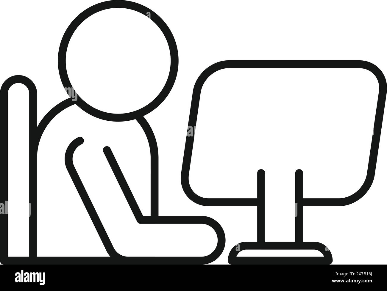 Professional computer user icon in modern minimalistic line drawing ...