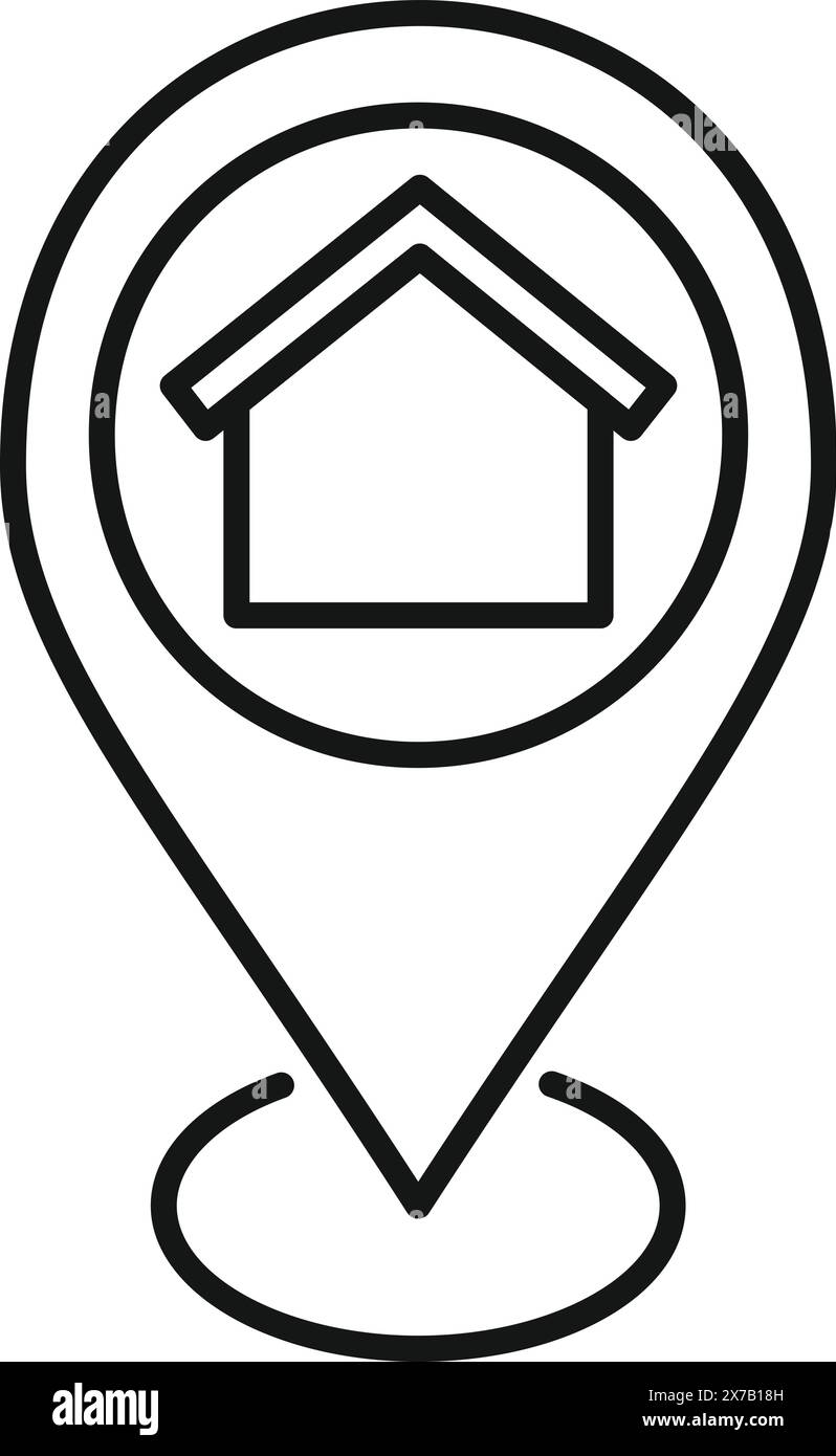Black and white simple design home location pin icon vector ...
