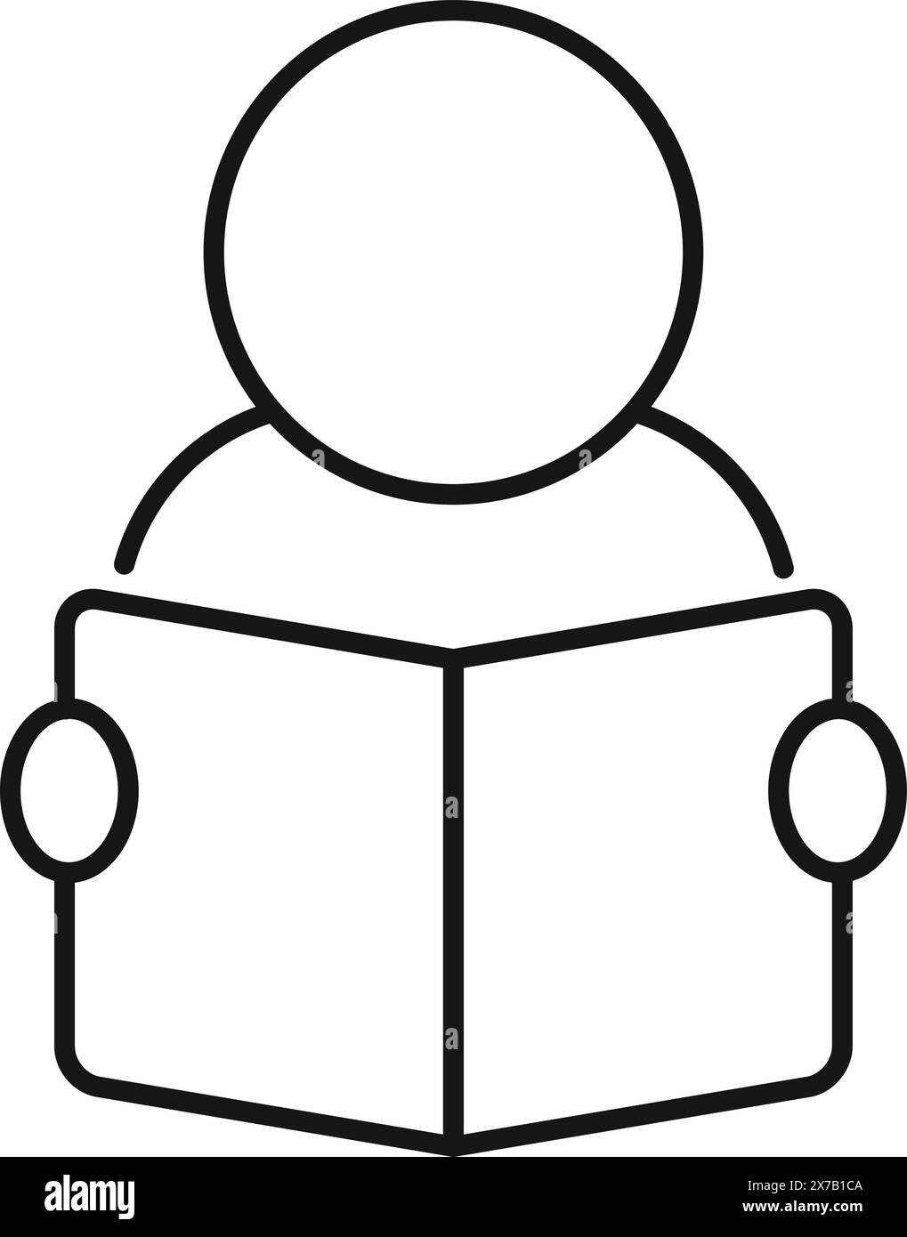 Simple outline icon depicting an individual engaged in reading a book ...