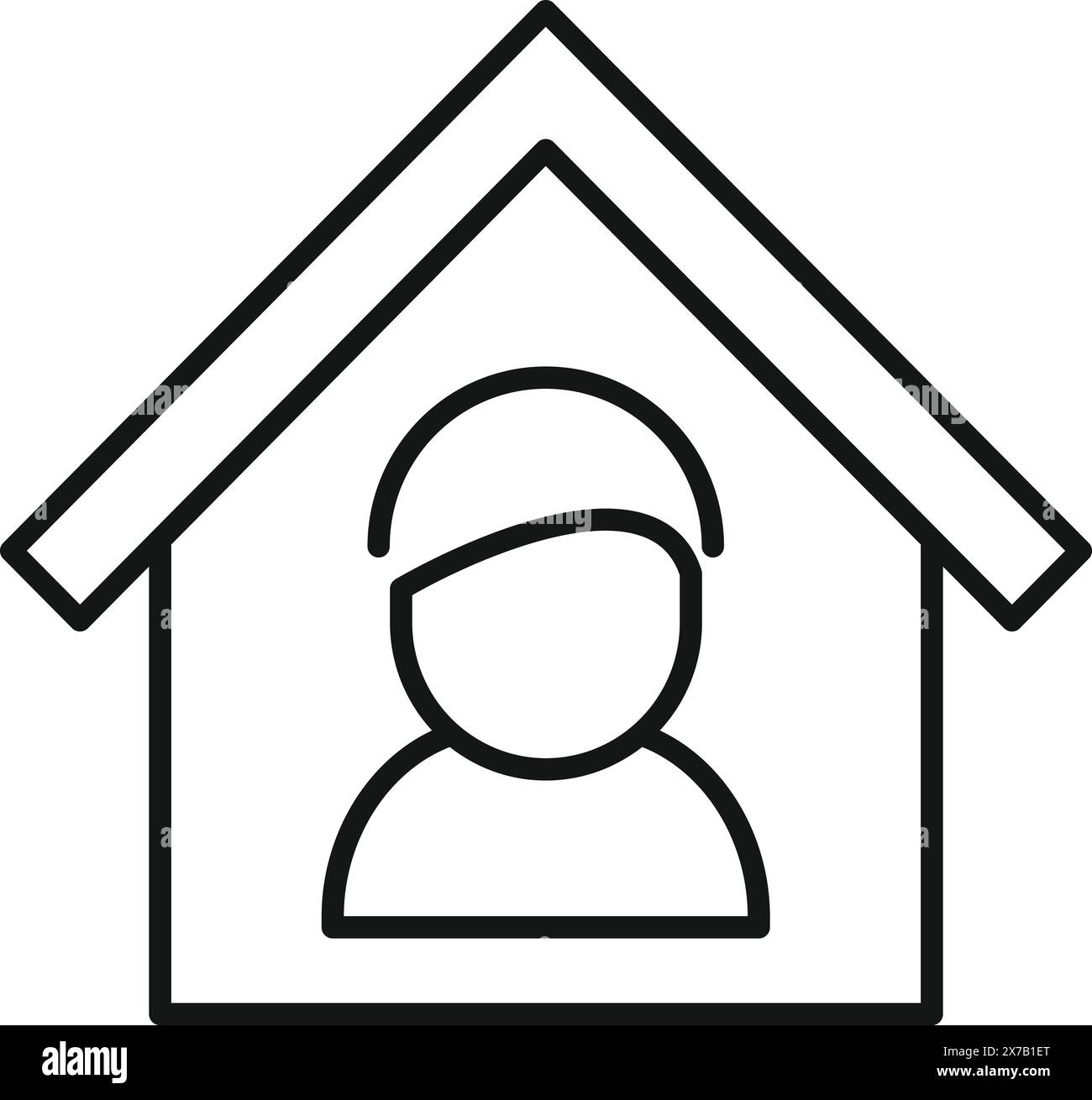 Simplified line art of a house with a person inside, symbolizing ...