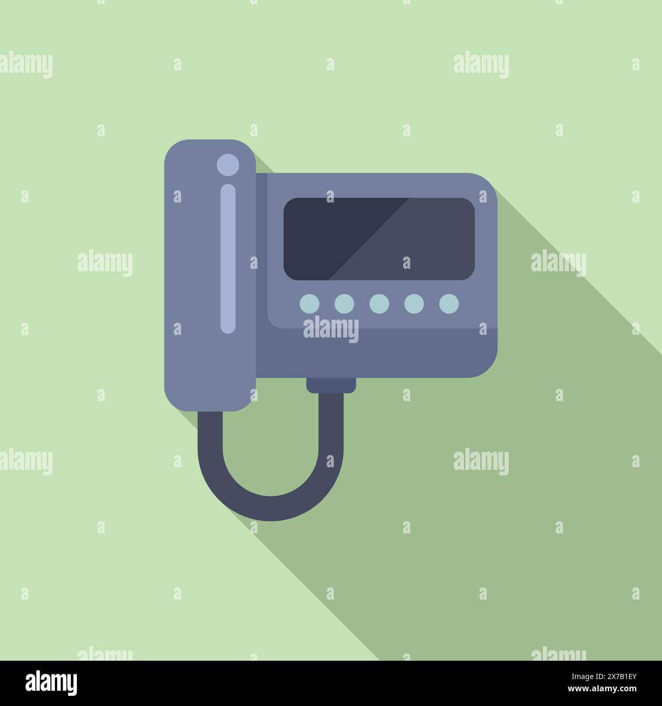 Vector illustration of a modern intercom on a green wall with a flat design style and shadow ...