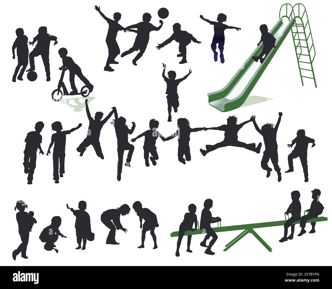 Children group playing and having fun, illustration Stock Vector Image ...