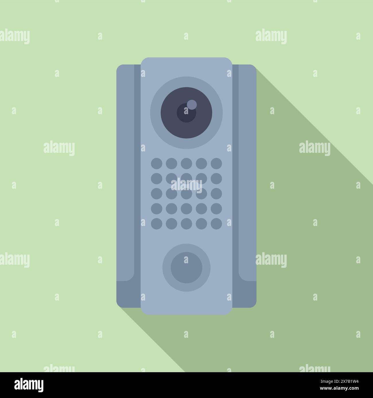 Flat design illustration of a sleek, digital intercom device with long ...