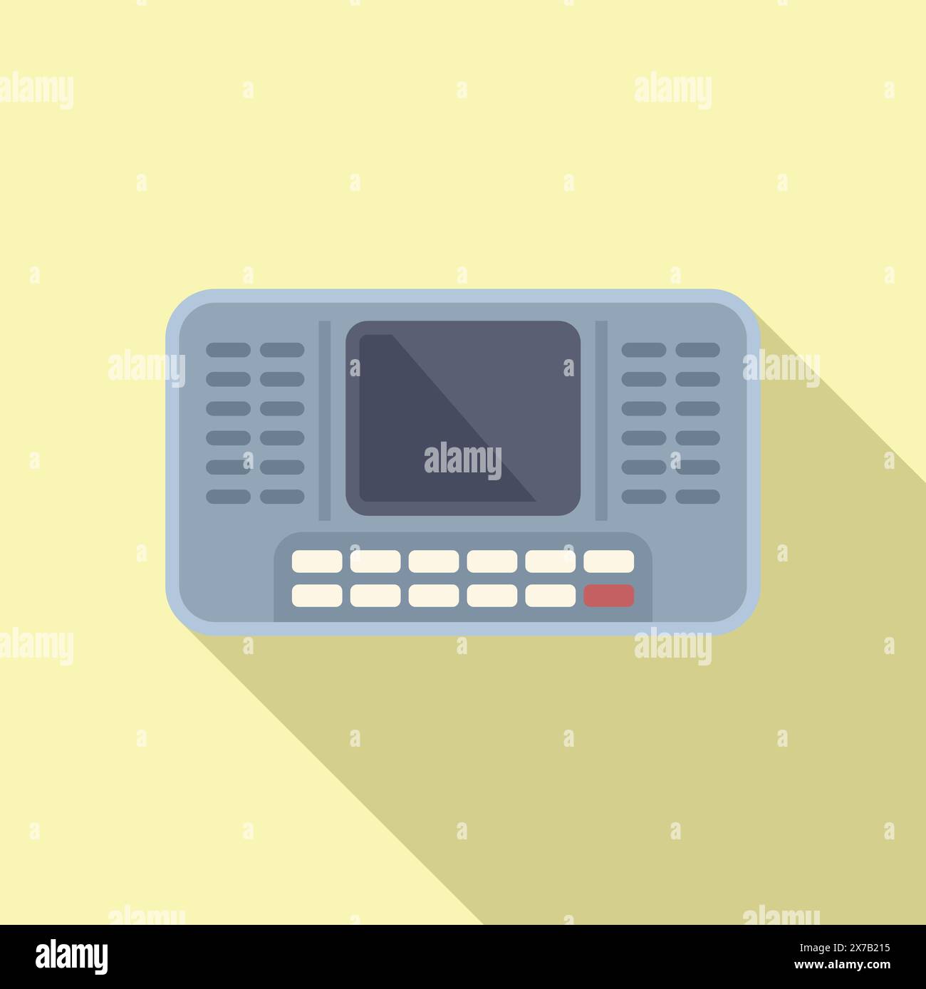 Flat design illustration of an oldfashioned pager, isolated on a yellow ...