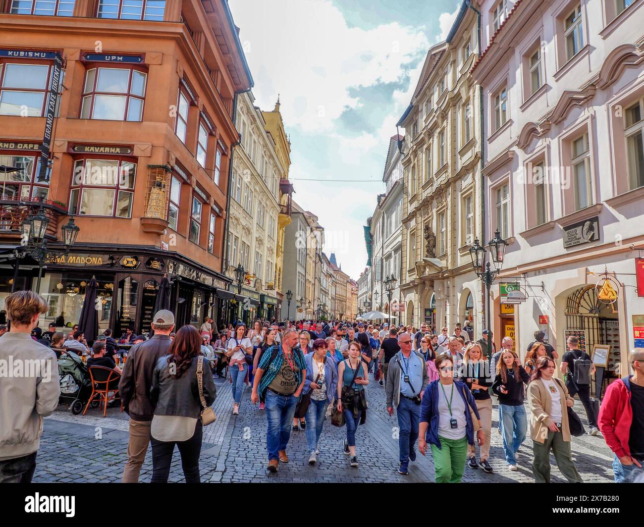 Prague, Czech Republic - May 10, 2024: A bustling crowd fills a ...